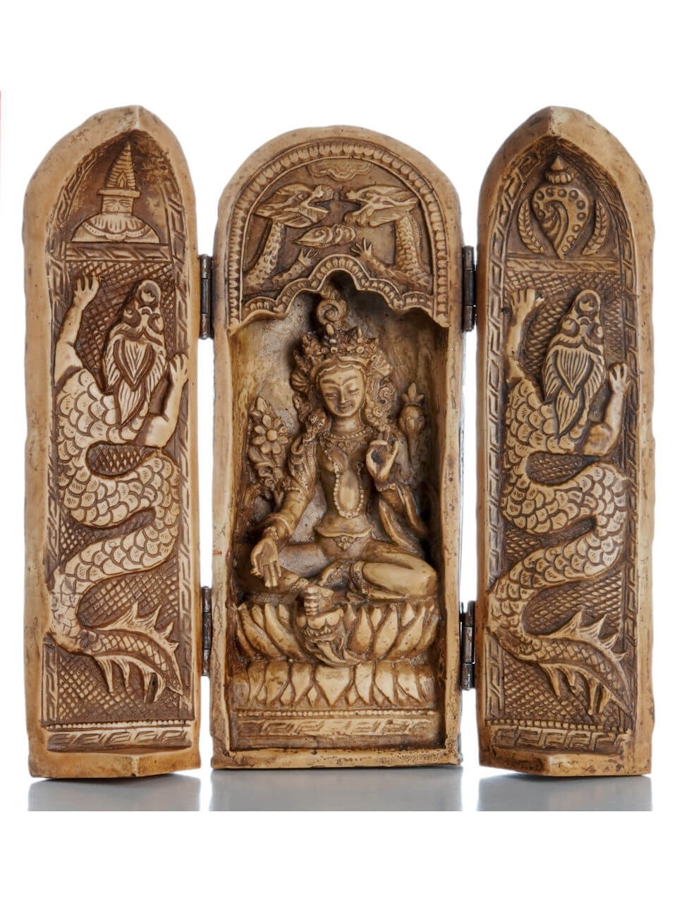 Buddha Schrein 20 cm Grüne Tara hell