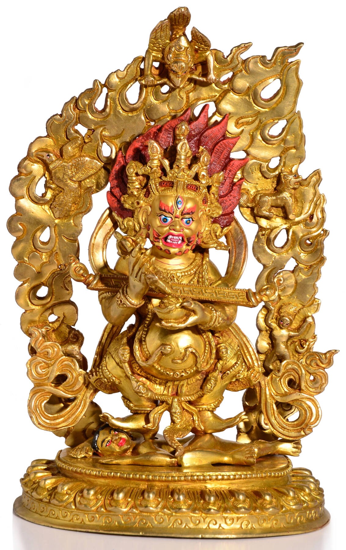 Tibetan buddhist and hindu statues Mahakala ca. 18 cm feuervergoldet ...