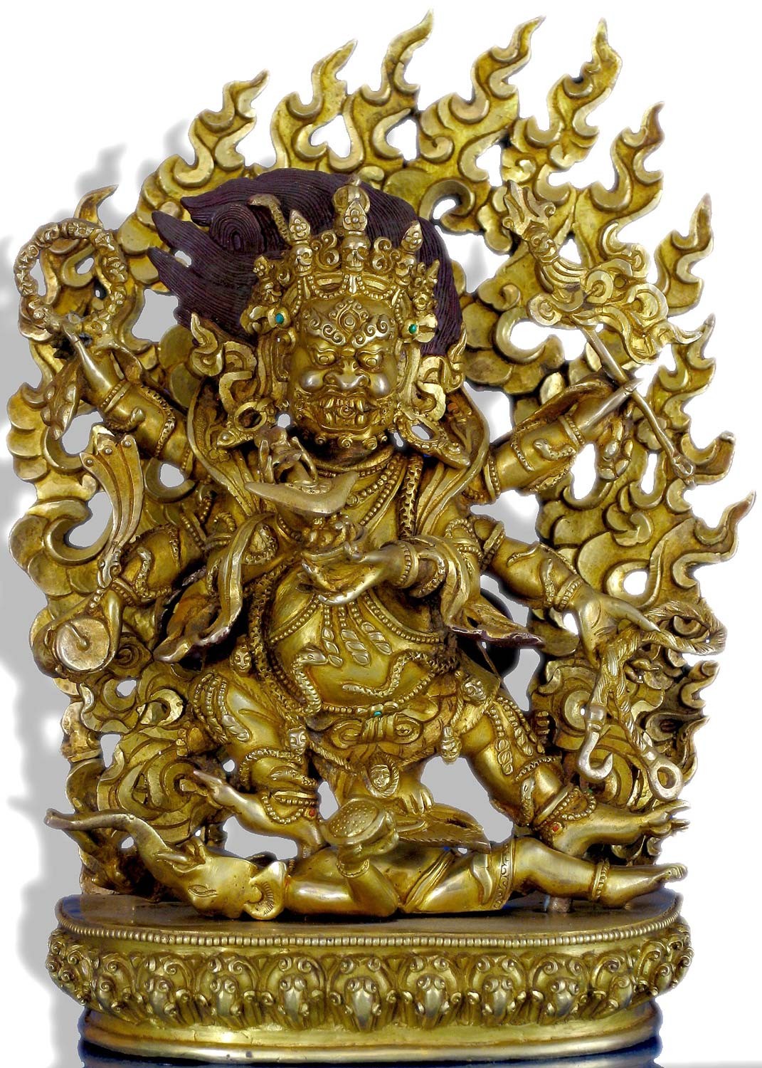 Mahakala antique gold plated Tibetan buddhist statues