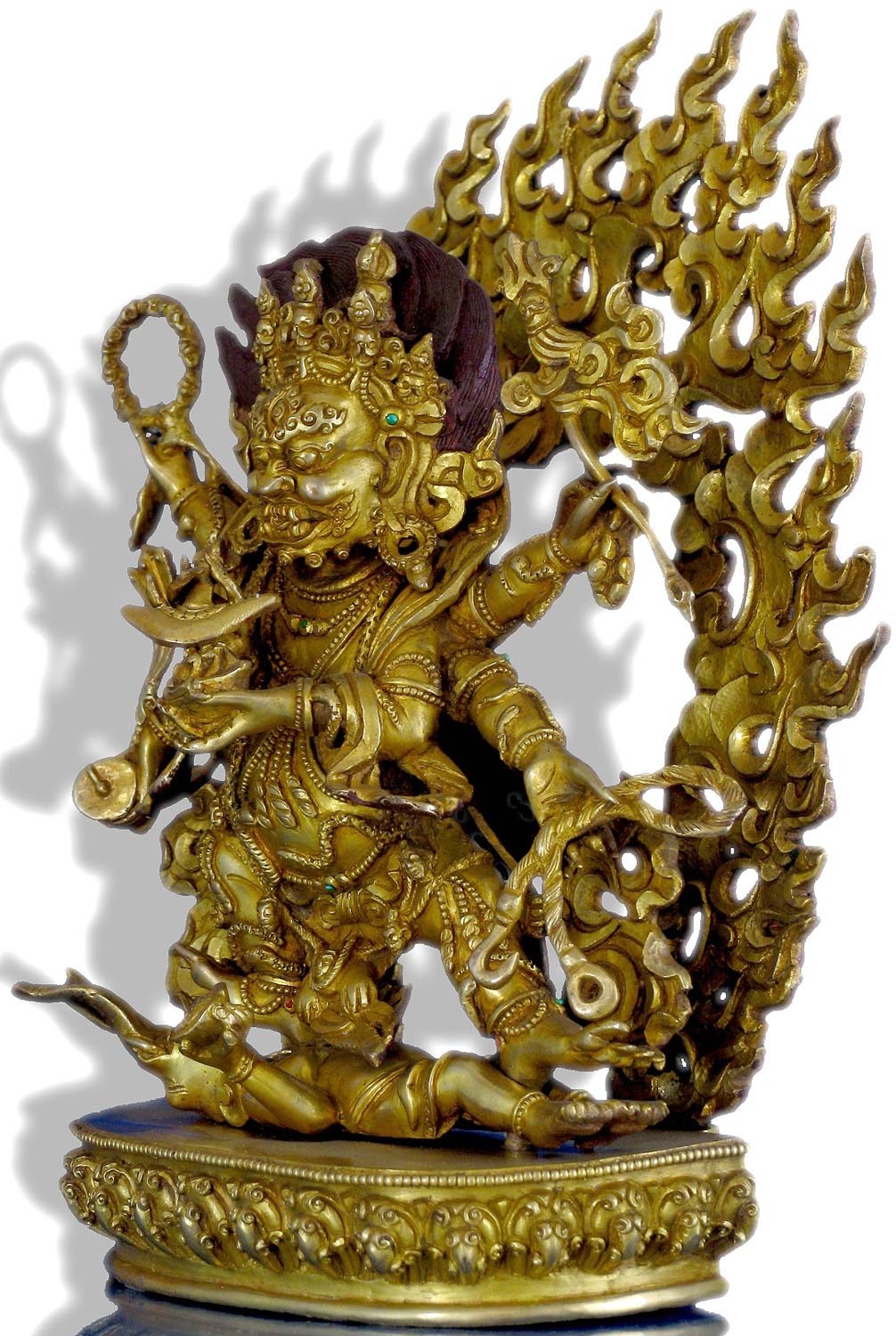 Mahakala antique gold plated Tibetan buddhist statues