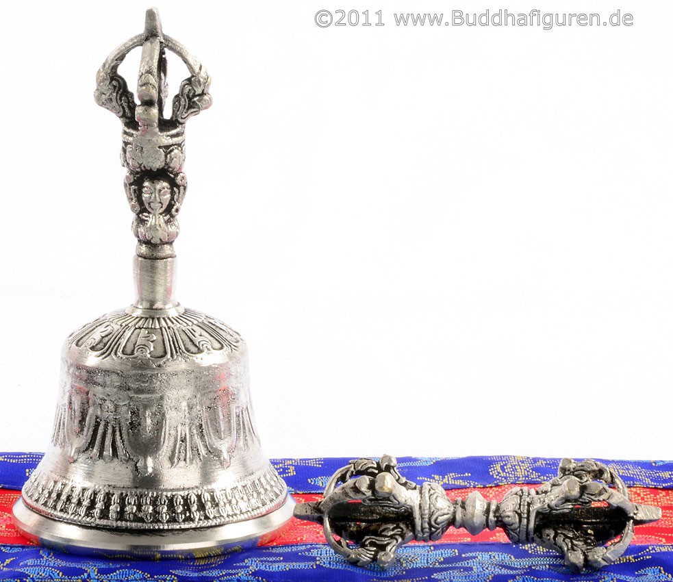 Ghanta, Ghantas, bell, Dorje, Vajra in silver style